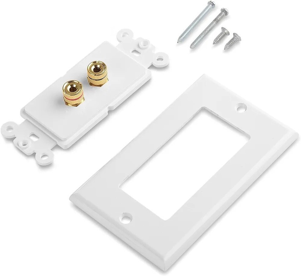 Cable Matters 2-Pack Speaker Wire Wall Plate, Gold Plated Speaker Wall ...