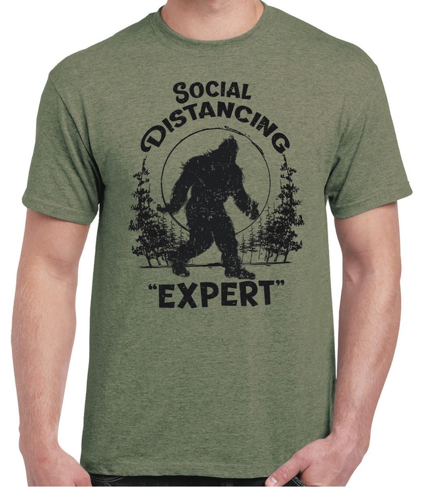 Social Distancing Sasquatch Bigfoot Champion Expert Funny Yeti T Shirt ...
