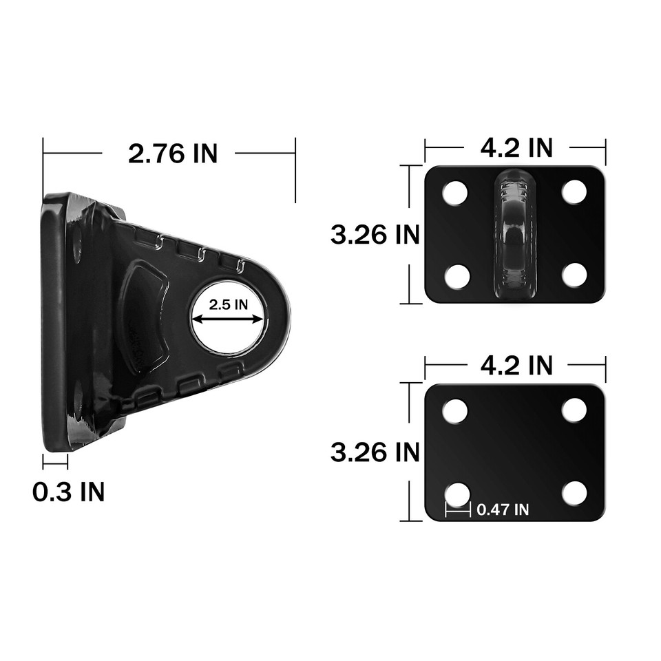 2PCS D-Ring Shackles Mount with Backer Plate 5 TON Bolt On Clevis Mount ...