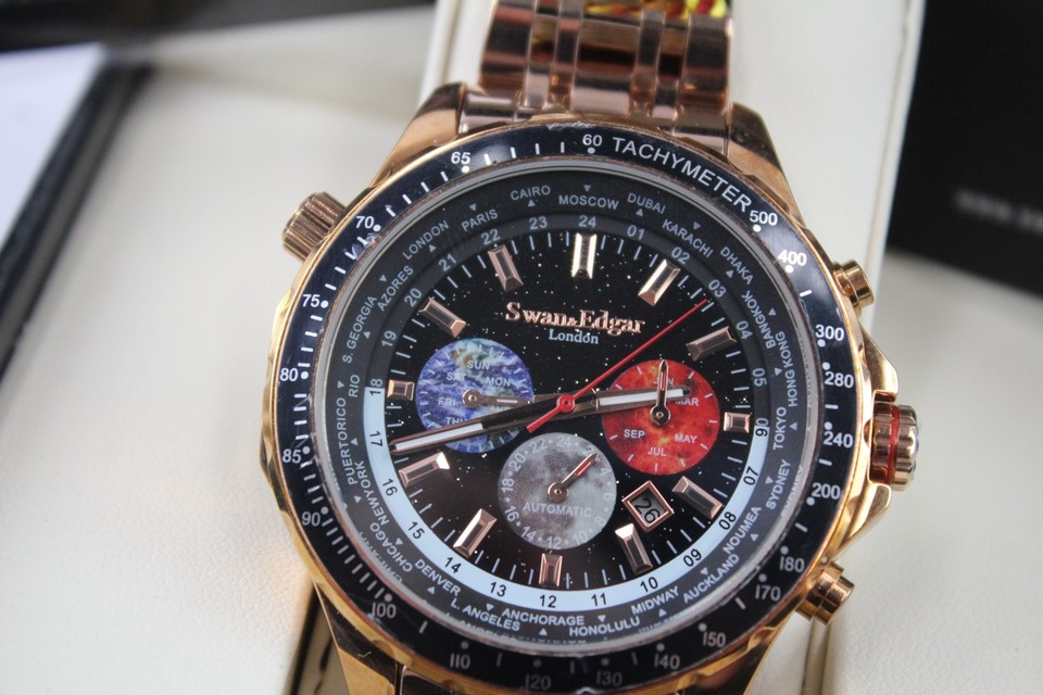Swan & Edgar World Timer Triple Calendar Watch Automatic Working | eBay UK