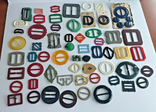 Variety Lot/59 Vintage Plastic Celluloid Slides Buttons Buckles | eBay