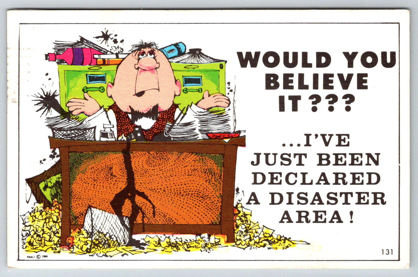 c1960s Office Humor Funny Disaster Area Clutter Comic Vintage Postcard ...