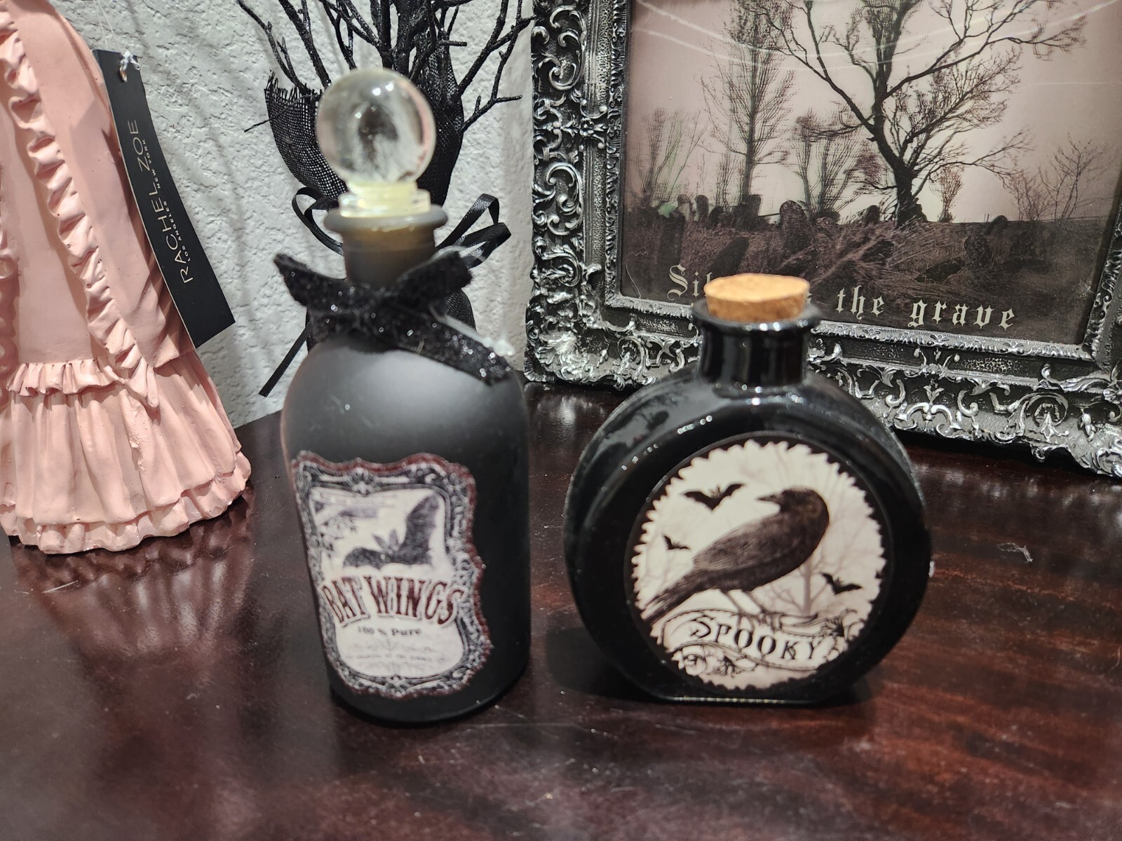 Halloween Bat Wings Crow Potion Bottle Bats Figurine Decor Props Set of ...