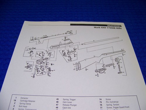 WEATHERBY MARK XXII 17 HMR & MARK XXII .22 RIFLE..LEGEND/EXPLODED VIEW ...
