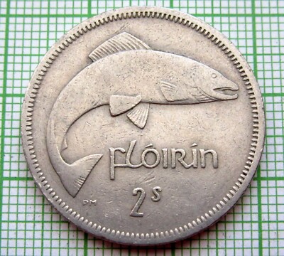 IRELAND 1964 2 SHILLINGS - 1 Flóirin - 2 Scilling - 1 FLORIN, SALMON ...