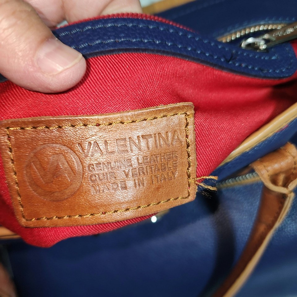 VALENTINA EUC XL BLUE TAM LEATHER TOTE BAG | eBay