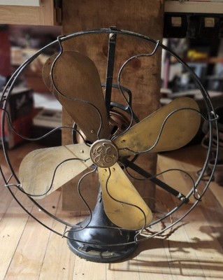 VINTAGE GE GENERAL ELECTRIC FAN BRASS BLADE CAGE WORKS GREAT 17" | eBay