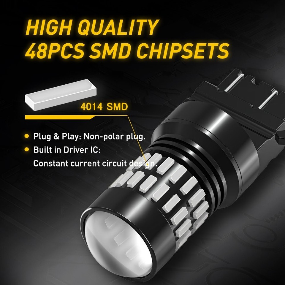 2pcs 3157 Super Bright Red Flash Strobe Blinking Bulbs LED Brake Tail ...