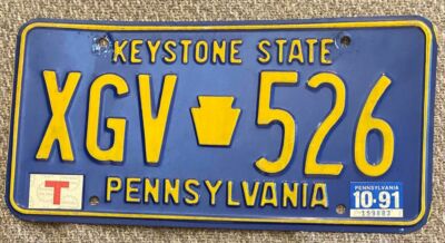 Pennsylvania 1991 KEYSTONE STATE License Plate # XGV-526 | eBay