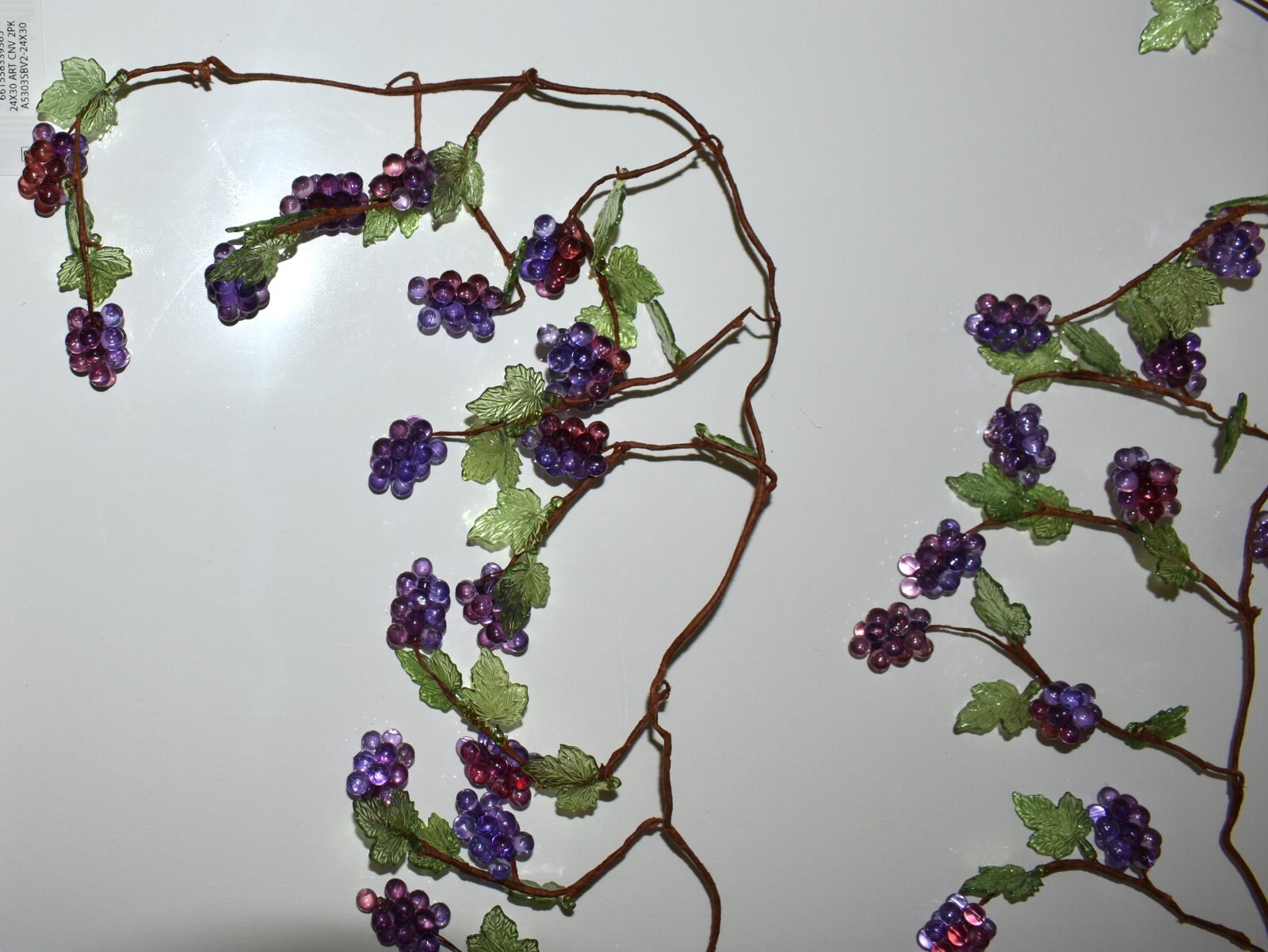 Vintage Acrylic Lucite Purple Grape Cluster Vine Leaves Long Garland ...