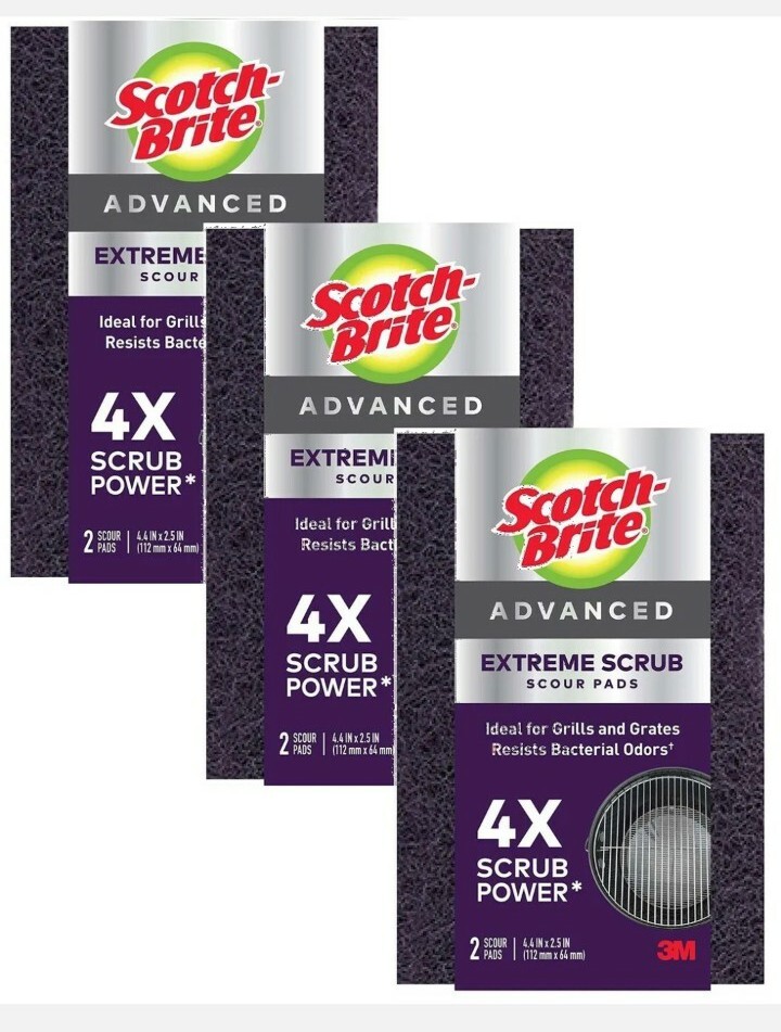 3 Packs Scotch-Brite Extreme Scrub Heavy Duty Scouring Pad For Grill 4. ...