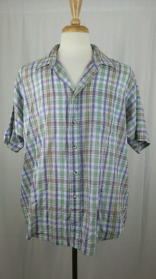 Basic Options Button Up Shirt Short Sleeve Single Needle Tailoring Sz ...