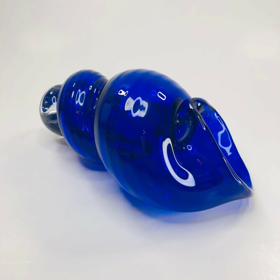 Art Glass Cobalt Blue Conch Shell Sculpture Signed Dated Vintage | eBay