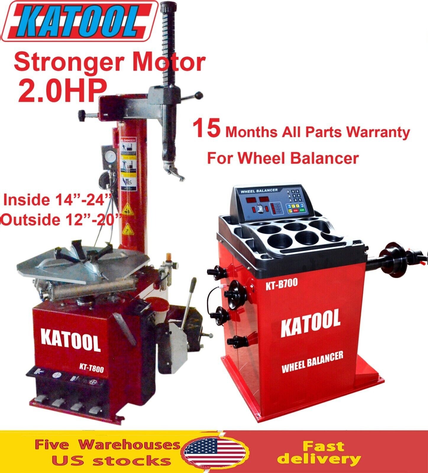 Tire Changer Machine KT-T800 Wheel Balancer KT-B700 2.0HP Motor Garage ...