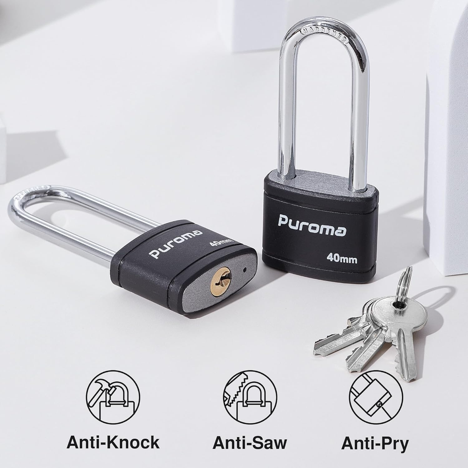 2 Pack Keyed Padlock with 3 Keys, 2.5 Inch Locker Lock 40mm Heavy-Duty ...