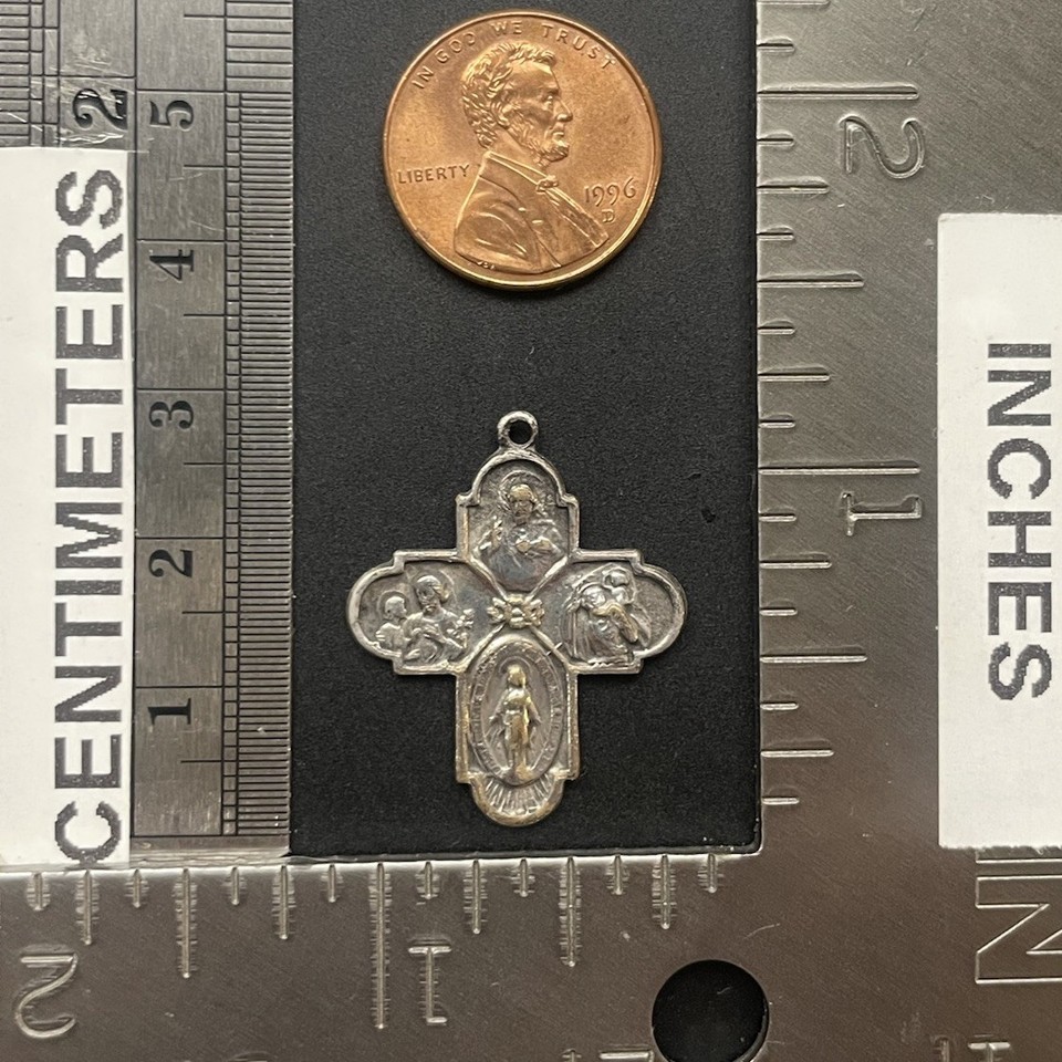Catholic 4 Way Cross Silver Tone Religious Medal | eBay
