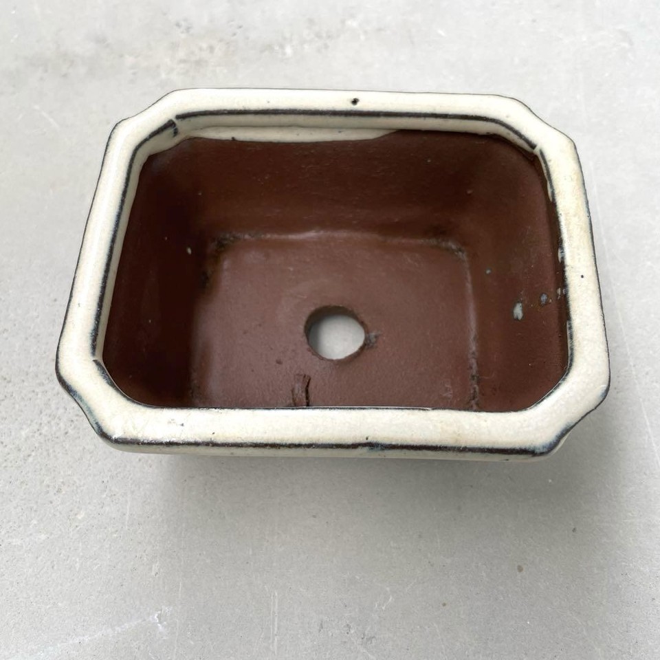 White Brown Rectangular Bonsai Pot Japanese Art Shape Miniature Tree ...