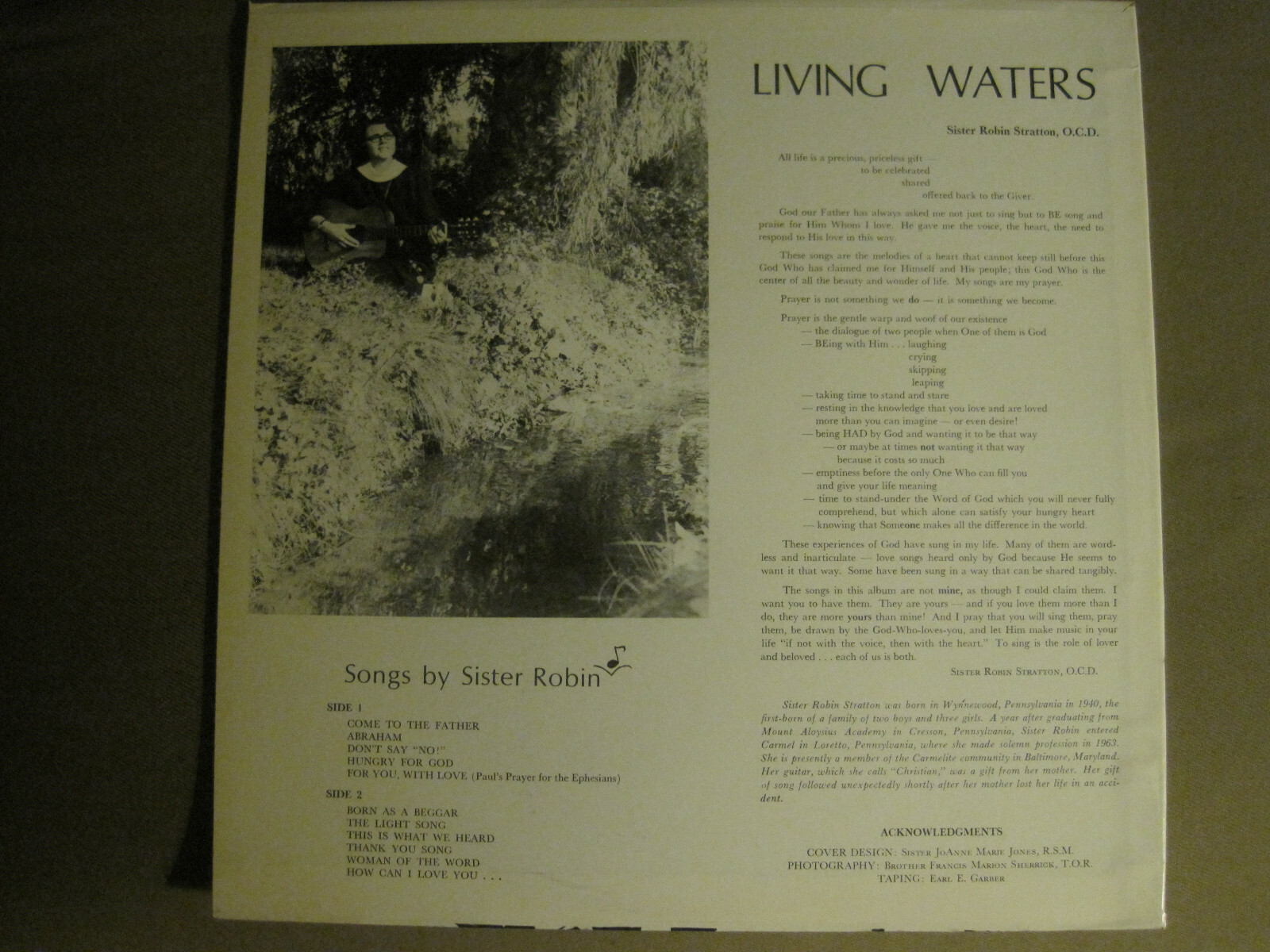 SISTER ROBIN STRATTON, O.C.D. LIVING WATER LP ORIG RARE PRIVATE XIAN ...