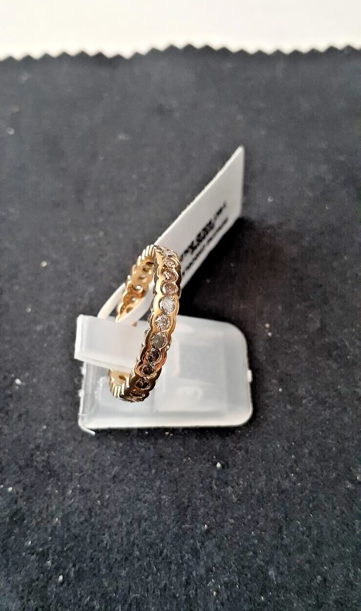 GORGEOUS 1.00 CT CHOCOLATE DIAMOND 14K SOLID YELLOW GOLD ETERNITY RING ...