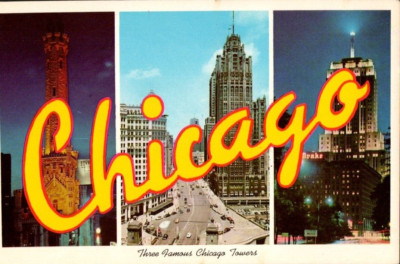 Postcard Chrome Chicago Three Famous Chicago Towers PC160 | eBay