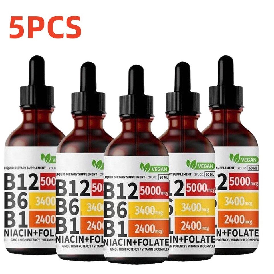 Vitamin B12 and B6 Liquid Drops, B12 Sublingual B Complex - B12 5000mcg ...