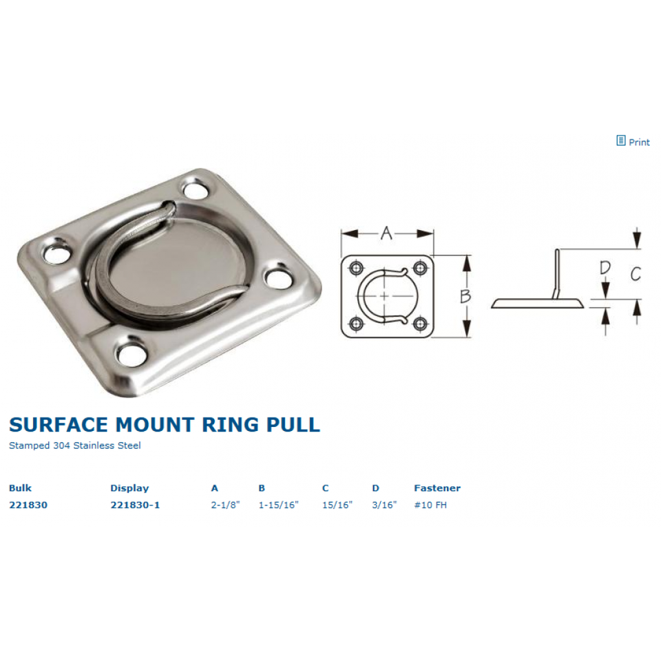 Sea-Dog 221830-1 Stainless Steel Surface Mount Ring Pull | eBay