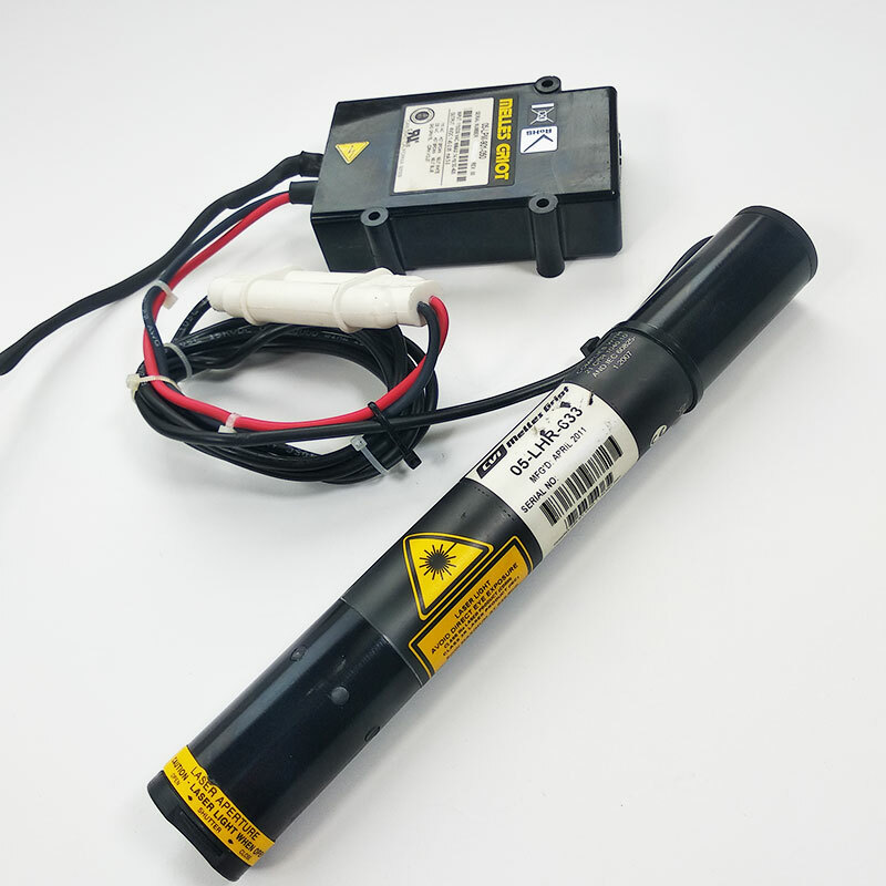 MELLES Griot 05-lhr-633 Laser Tube & PSU 633nm Red HeNe 115vac Helium ...