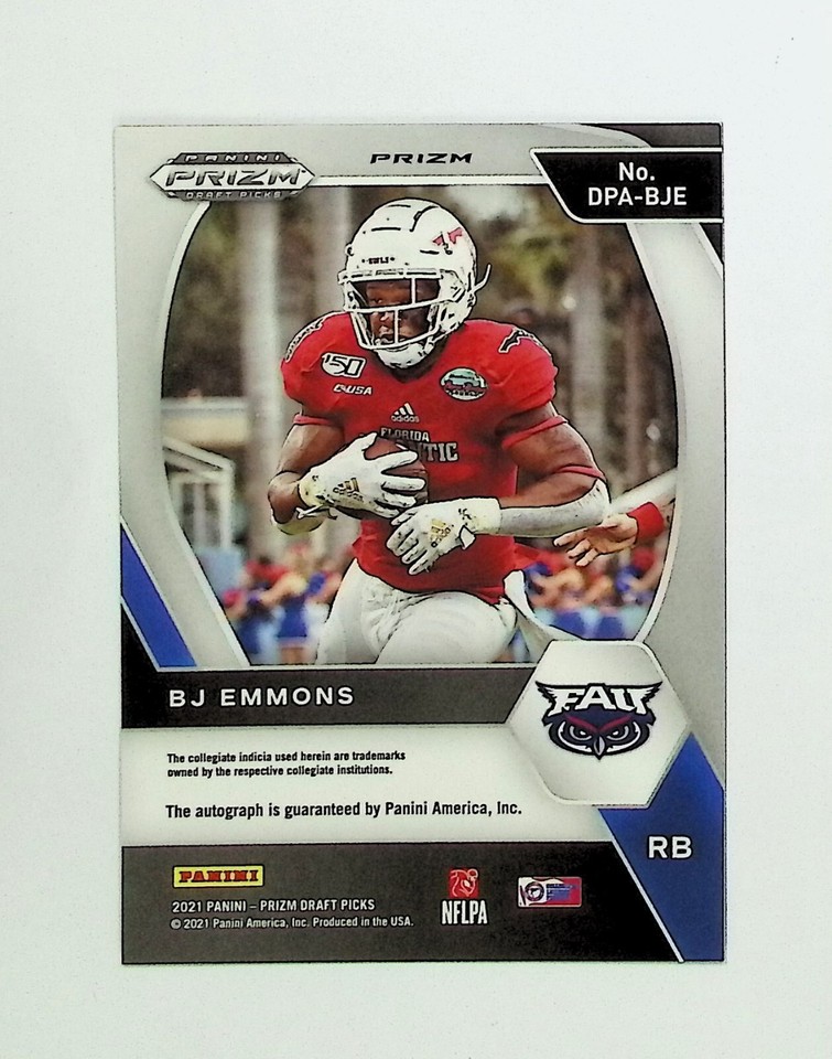 2021 BJ Emmons Panini Prizm Draft Picks #DPA-BJE Orange Ice Rookie AUTO ...