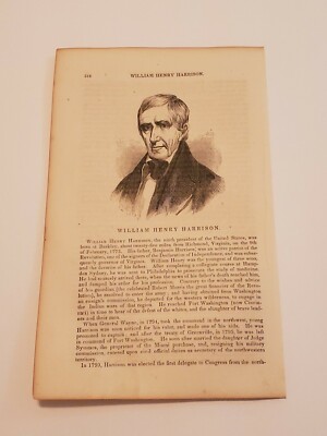 Portrait of William Henry Harrison US President c. 1854 Engraving | eBay