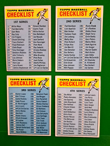 1966 Topps Baseball All 7 Checklists (From Mays to Gaylord Perry) NO ...