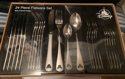 Disney Parks Satin Finish Handle 24 Pieces Flatware Silverware Set New ...