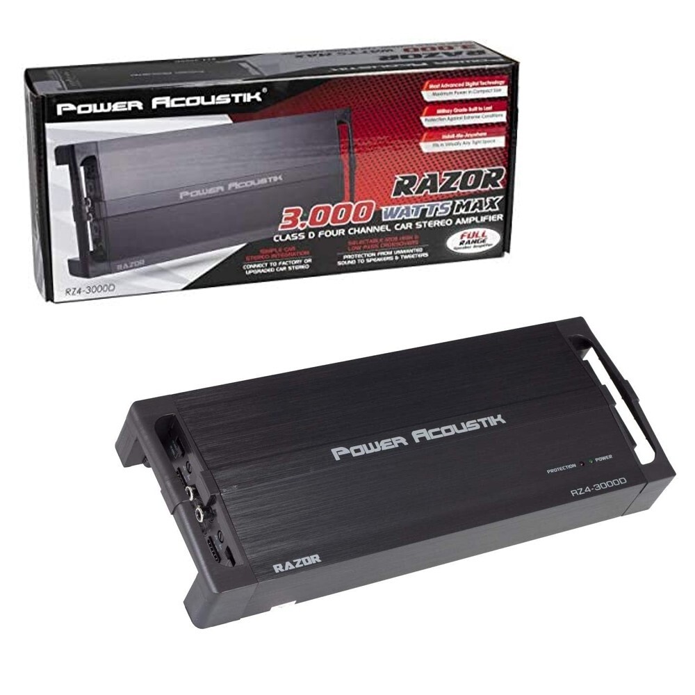 POWER ACOUSTIK RZ4-3000D CLASS D 4 CHANNEL CAR MOTORCYCLE STEREO ...