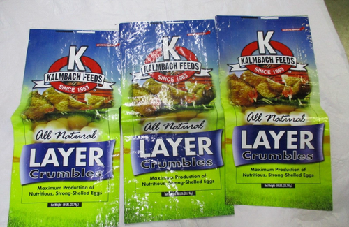 3 Unused Empty Chicken Layer Feed Bags Woven Plastic Crafts Repurposing ...