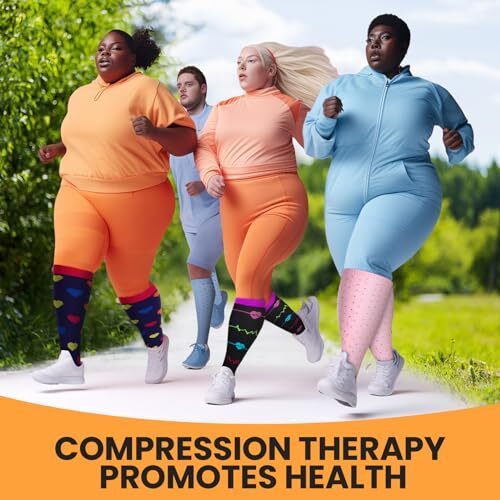 8 Pairs Plus Size Compression Socks for Women Men Wide Calf XX-Large ...