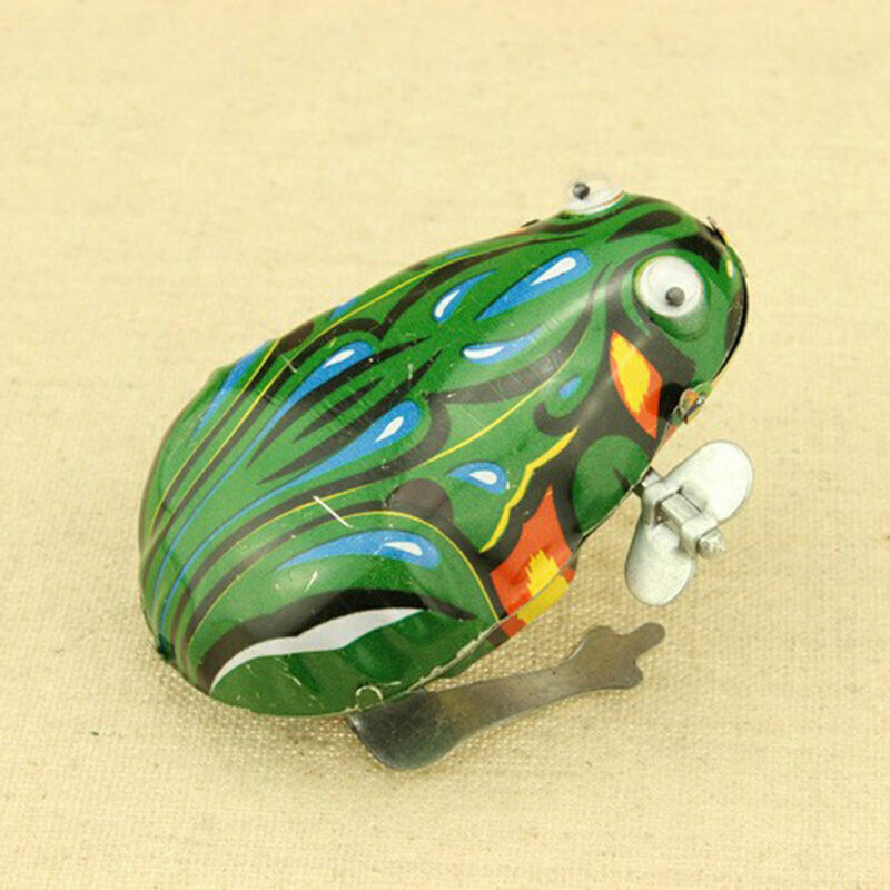 Vintage Wind Up Animal Jumping Frog Retro Classic Clockwork Tin Toy ...