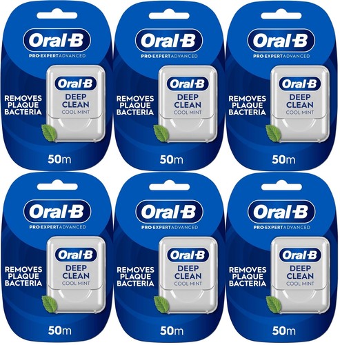 6 x Oral-B Pro-Expert Advanced Deep Clean Cool Mint Waxed Floss Tape ...