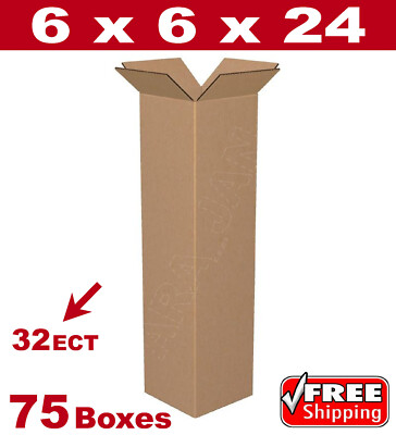 75 - 6x6x24 Cardboard Boxes Mailing Packing Shipping Box Corrugated ...