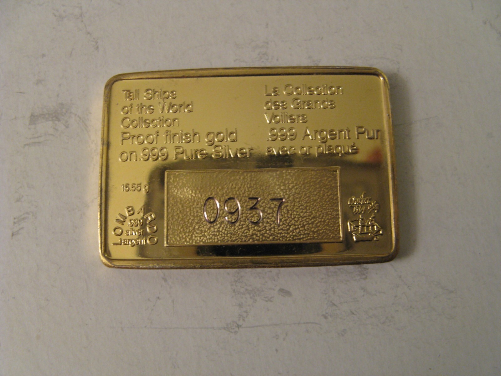 Tall Ships Of The World 1/2 Oz .999 Fine Silver Bars w/ Gold Plate ...