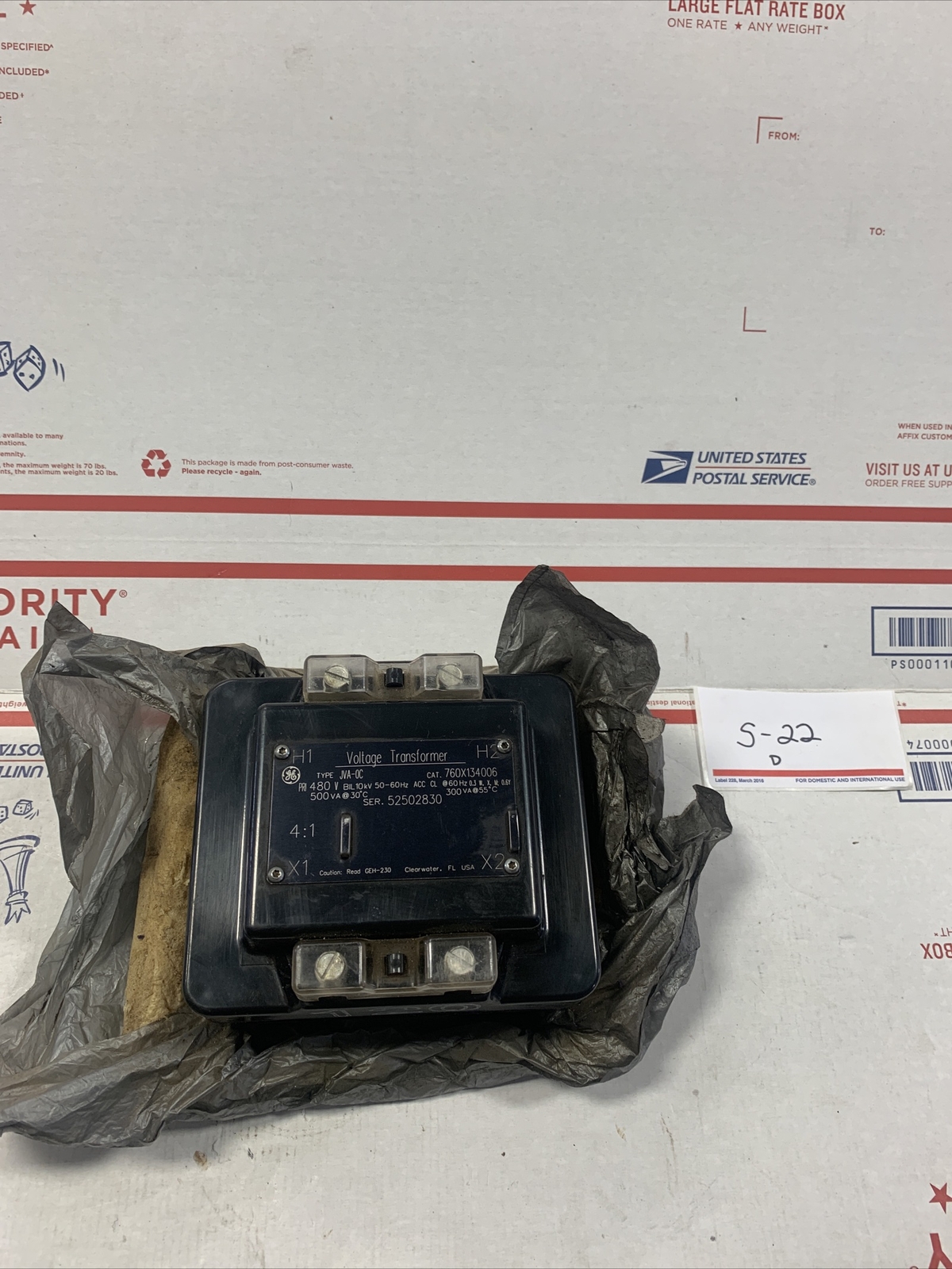 GE JVA-0C Voltage Transformer 760X134006 4 1 480V 120 H1 H2 X1 X2 GEH ...