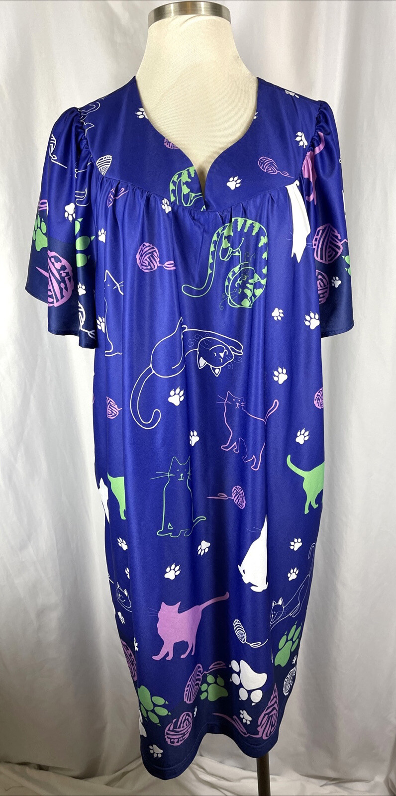 Vintage Anthony Richards Cat Paw Print Kaftan House D… - Gem