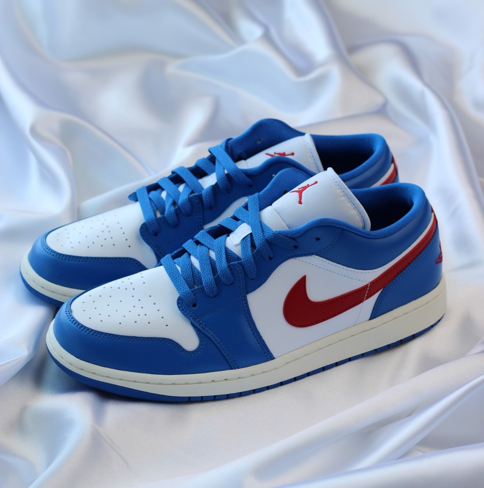 Size 12W - Nike Air Jordan 1 Low Sport Blue Gym Red White Sneakers ...