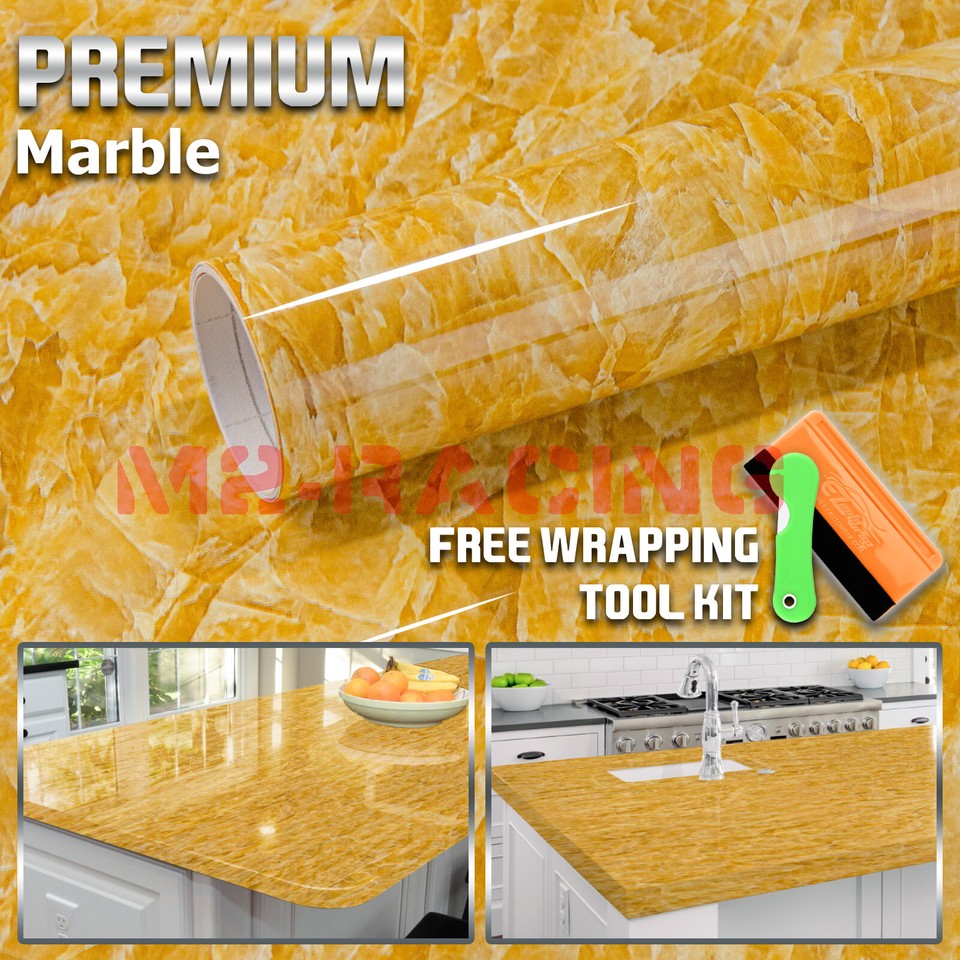 Gloss / Matte Marble Granite Style Vinyl Wrap Self Adhesive Counter Top ...