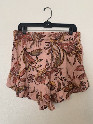 NEW Wild Fable Pink Tropical Floral Ruffle Shorts LINEN blend woman’s ...