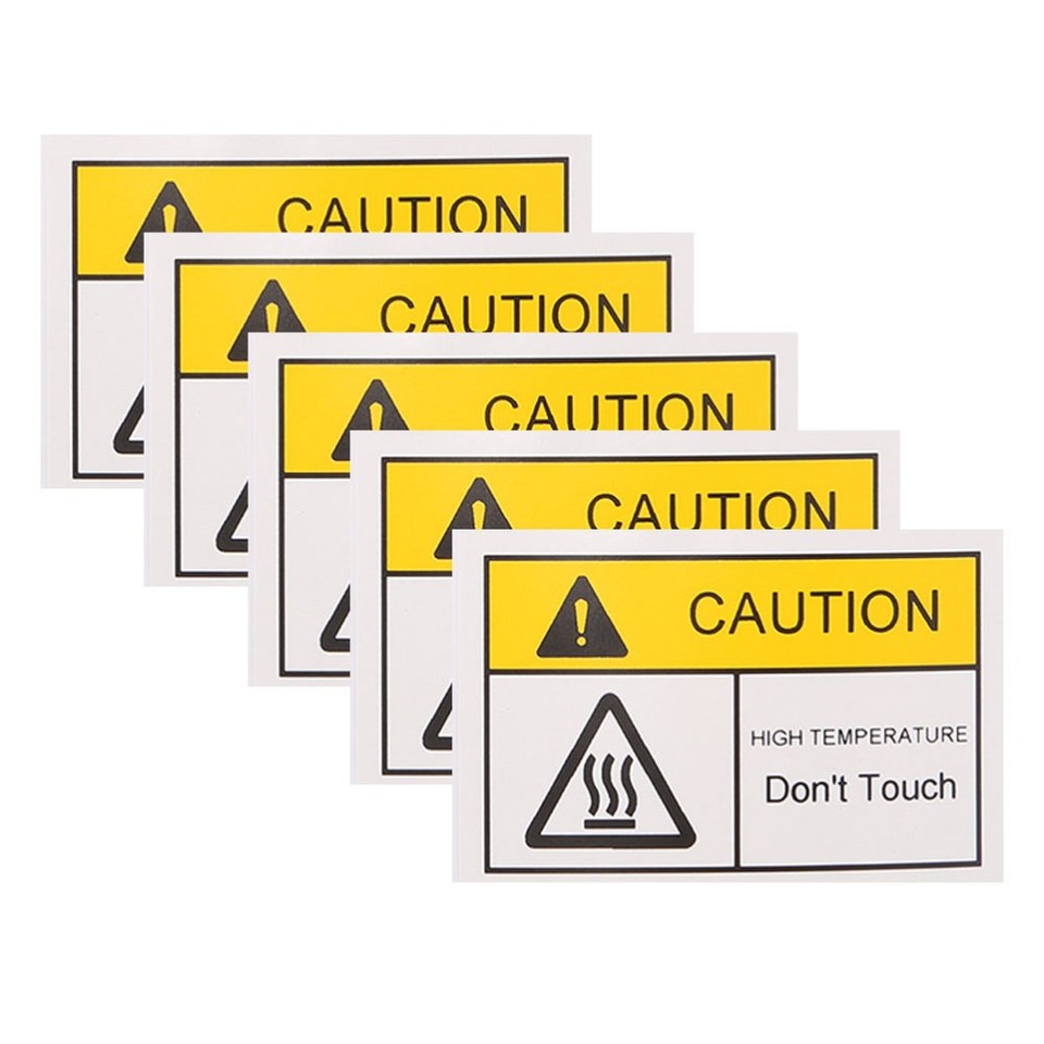5 Sheets High Temperature Warning Stickers Caution Hot Surface Sign ...
