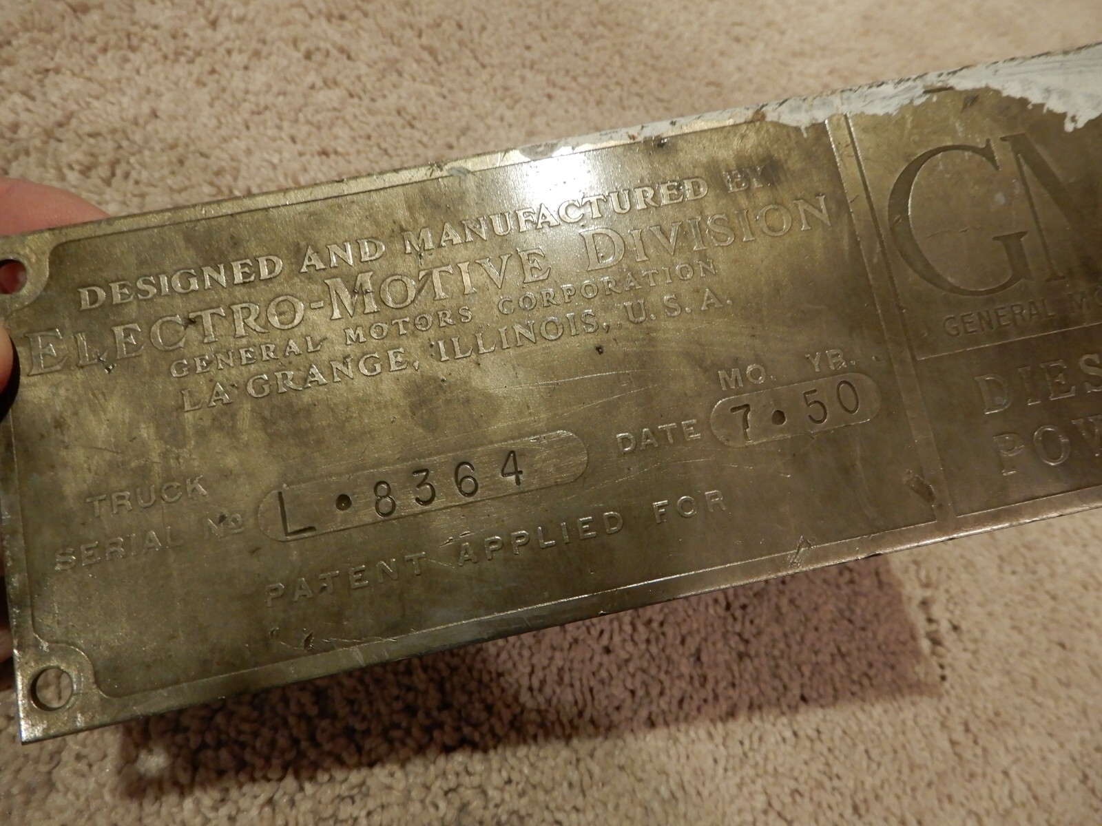 VINTAGE GM ELECTRO-MOTIVE DIVISION DIESEL POWER BRASS SIGN LAGRANGE ...