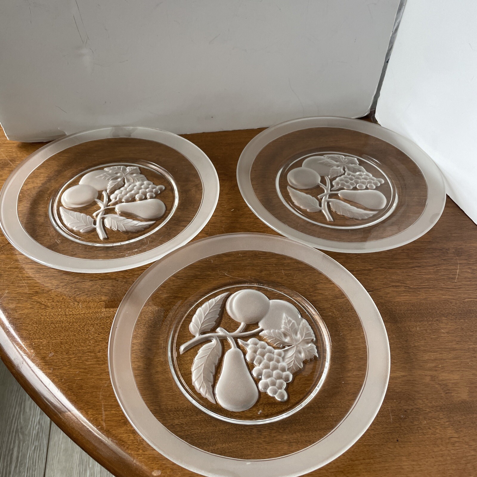 Imperial Glass #900 8” Clear Intaglio FRUITS Luncheon Plates Set Of 3 ...