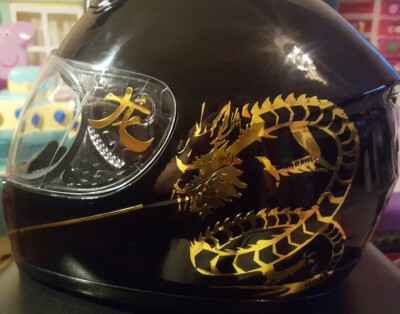 DRAGON STICKERS HELMET DECALS MOTOCROSS/ RACING/ ROAD MOTORCYCLE GOLD ...