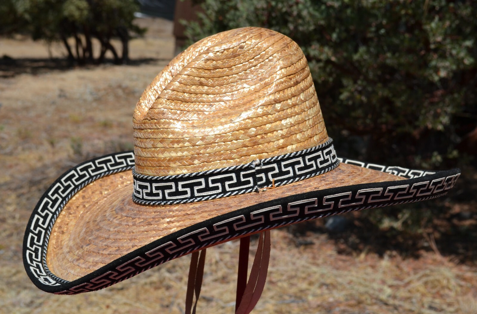 SALE - Alamo Hat Co. Galoneado Gus Wheat Straw Cowboy Hat - Black/White ...