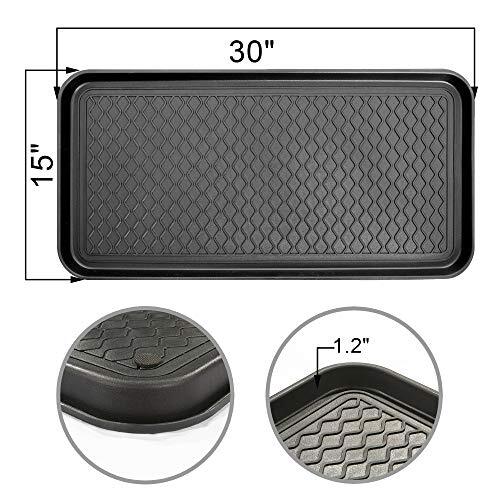 Multipurpose All-Season Boot Tray Mat 15" x 30" Raised Edge 1.2" Black ...