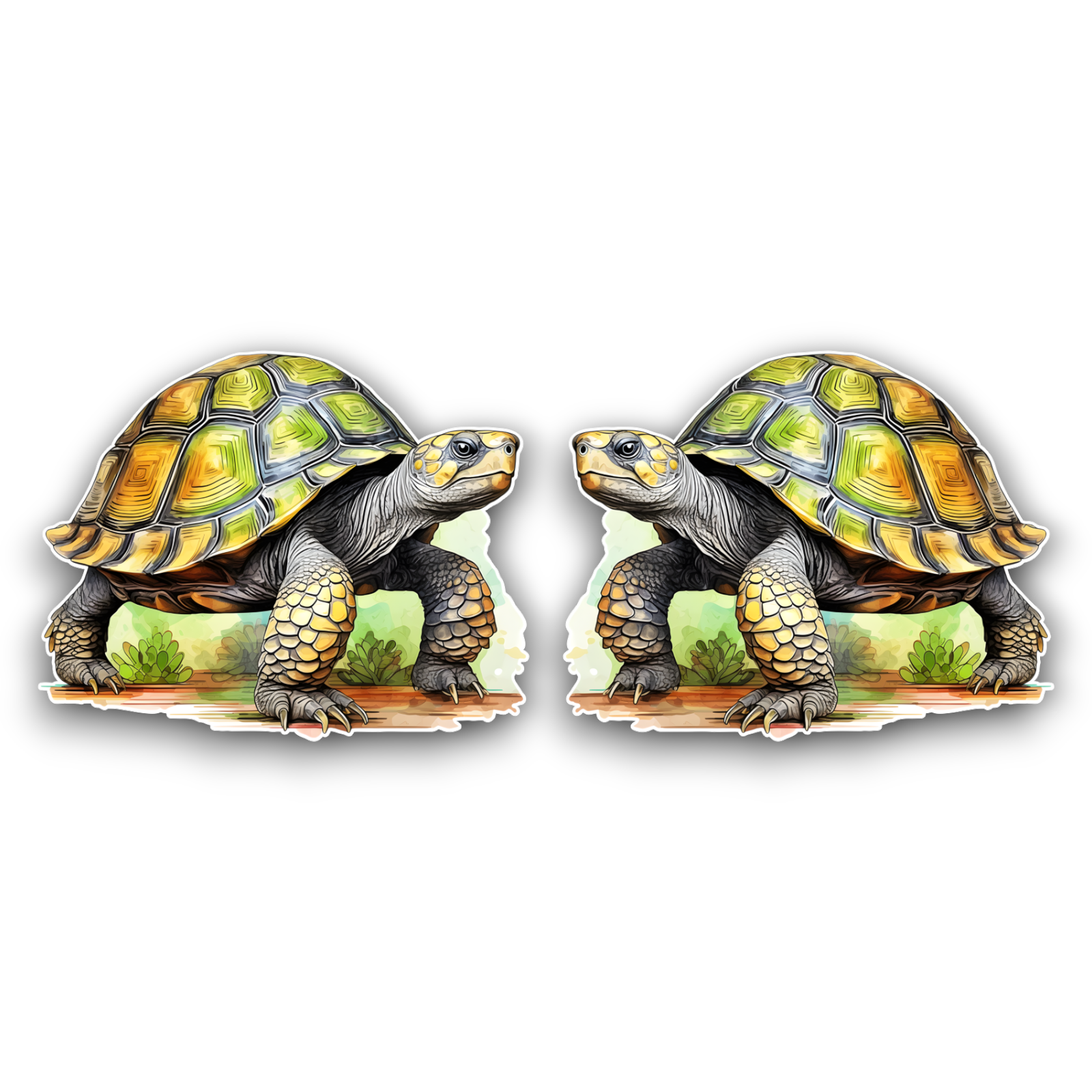 2x Small Beautiful Tortoise Watercolour Wild Animal Vinyl Sticker ...